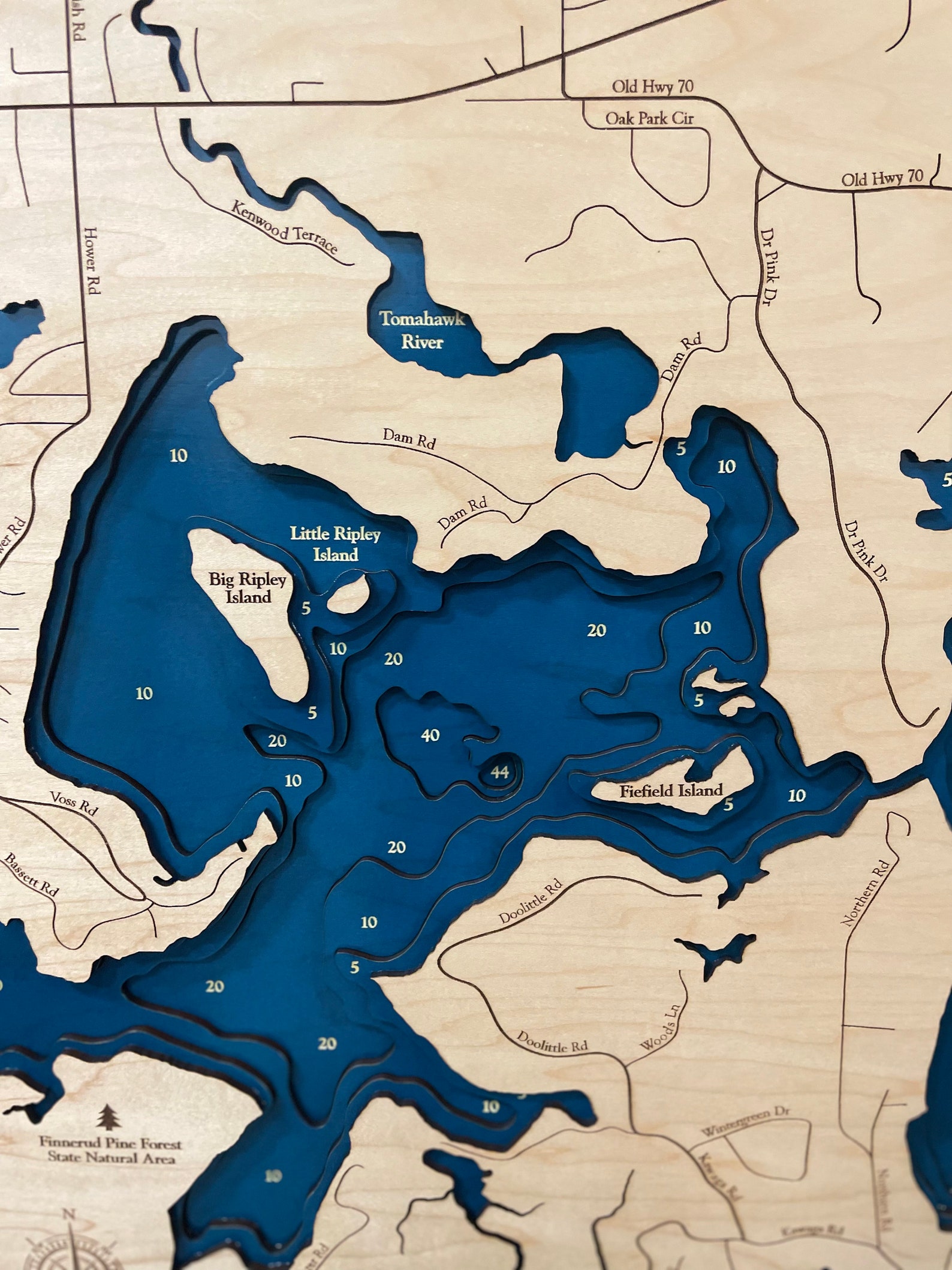 Minocqua Lake Map Kawaguesaga Lake Map Custom Lake Map - Etsy