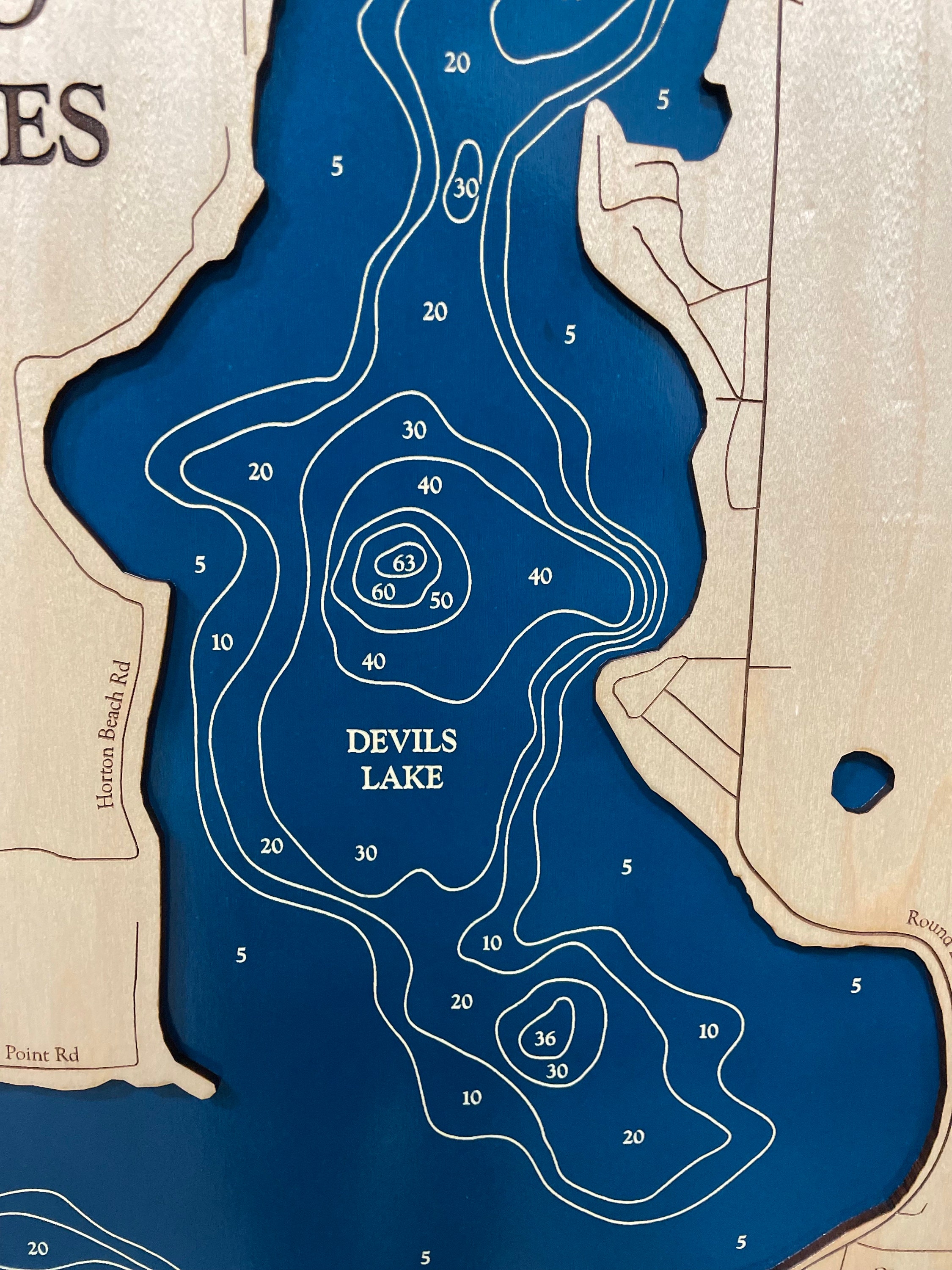 Devils and Round Lake Map Custom Wood Map Art 3D Wall - Etsy