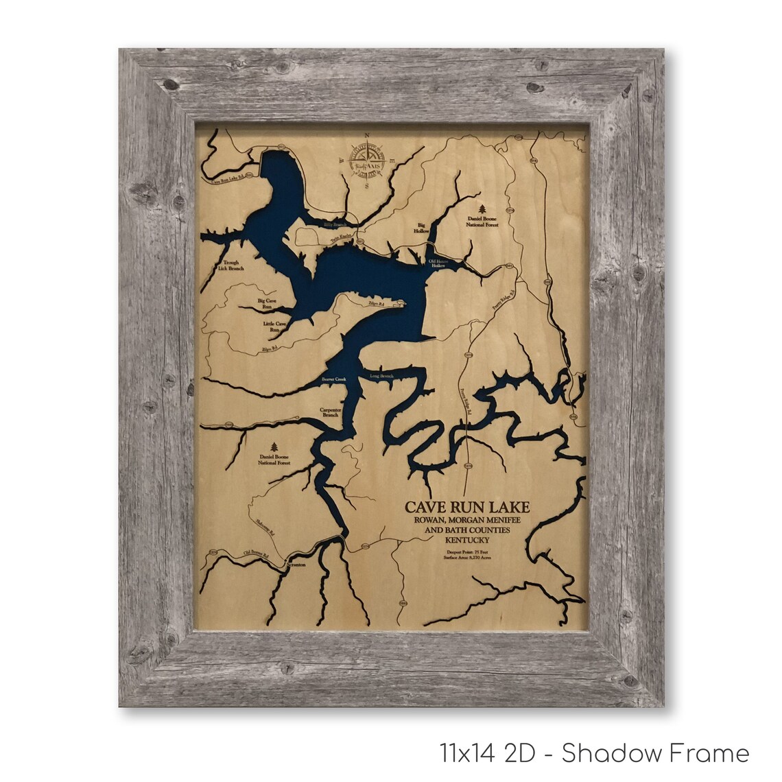 Cave Run Lake Custom Wood Map Custom Lake Sign 3D Wall | Etsy