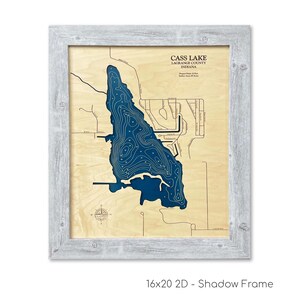 Cass Lake Map, Cass Lake, Lake Map, Custom Lake Map, 3D Lake Map, Wood ...