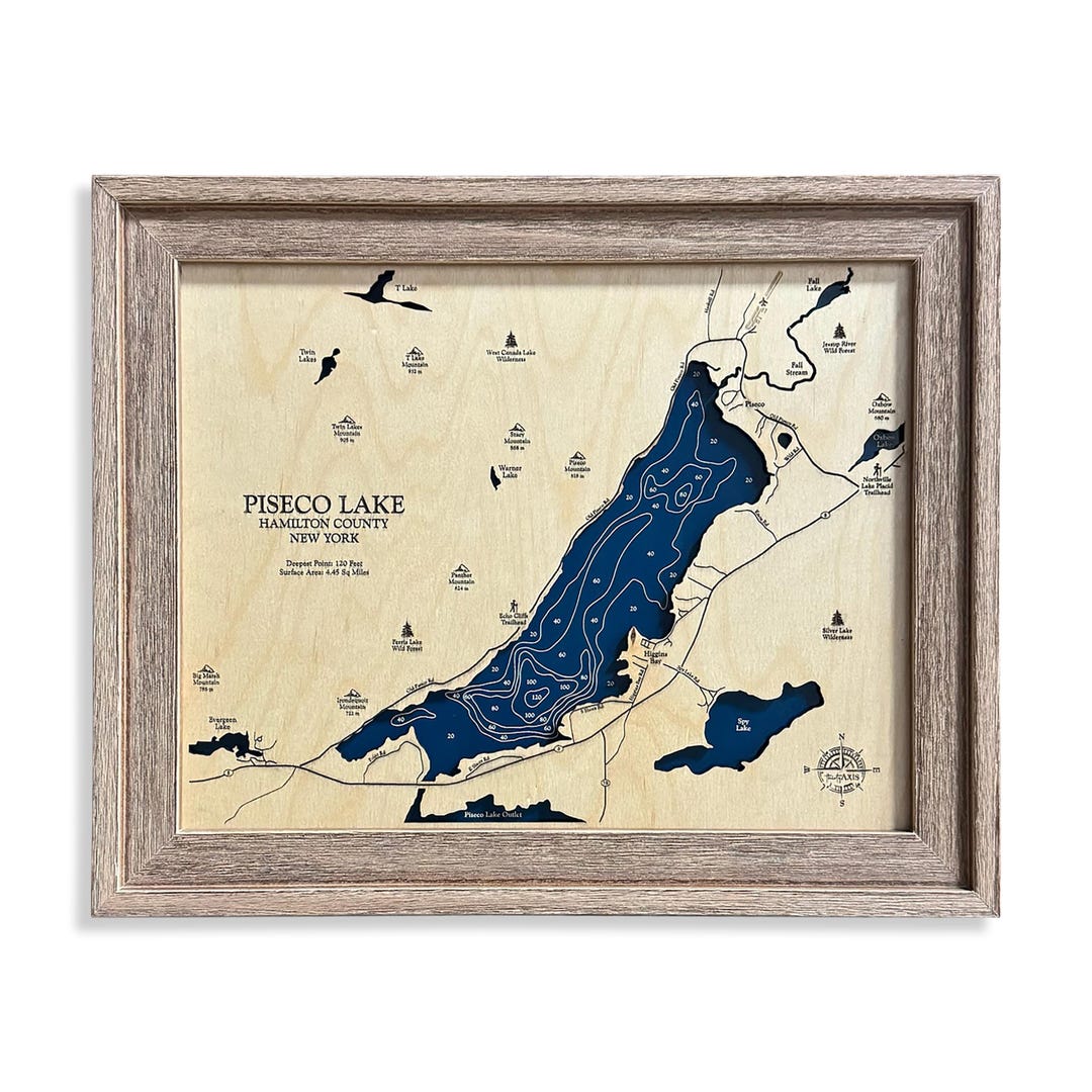 Piseco Lake Map, Piseco Lake, Cabin Decor, Camping Map, Wood Lake Map ...