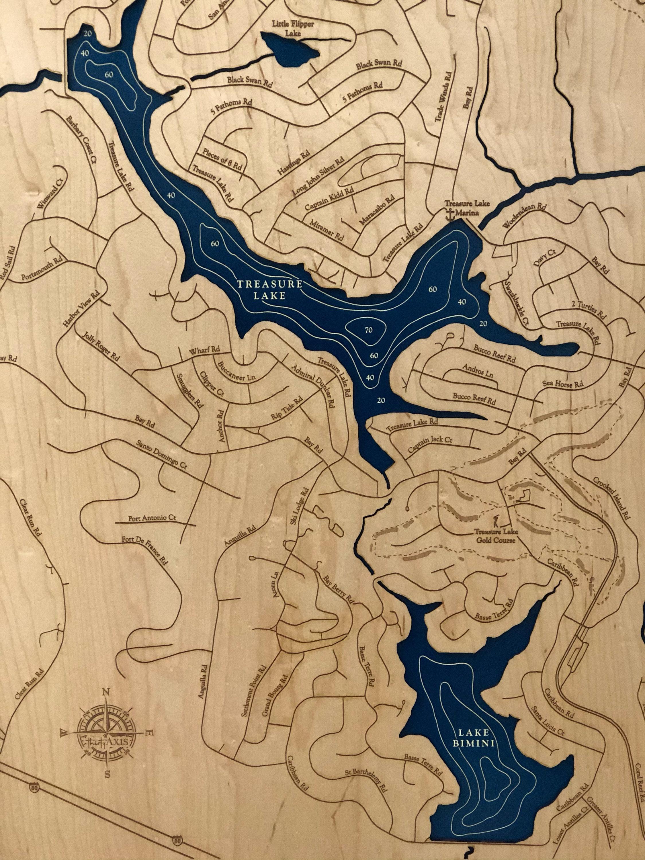 Treasure Lake Map, Lake Bimini Map, 3D Lake Map, Custom Lake Map ...
