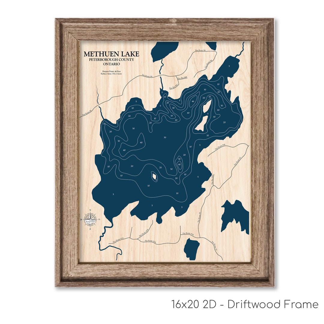 Methuen Lake Map Custom Lake Map Wood Lake Map 3D Wall Art - Etsy