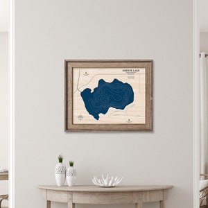 Mirror Lake Map, Custom Lake Map, Wood Lake Map, 3D Wall Art, Contour ...