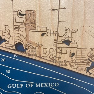 Santa Rosa Beach Map, Seaside Florida, Florida Map, Wood Map Art, Santa ...