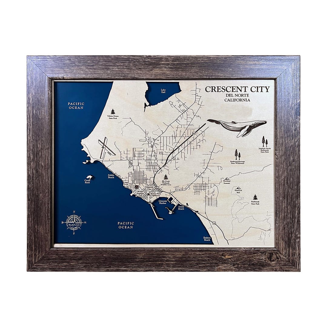 Crescent City Map, California Map, Custom Wood Map, Custom Wood Map ...