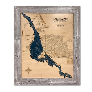 Lake Havasu Map, Custom Wood Map, 3D Wall Art, Contour Map, Lake House ...