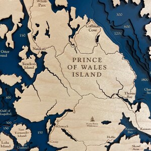 Prince of Wales Island Map, Alaska Map, Custom Wood Map, 3D Wood Map ...