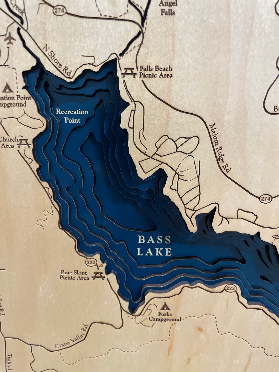 Bass Lake Map Custom Wood Map Custom Lake Art 3D Wall Art - Etsy