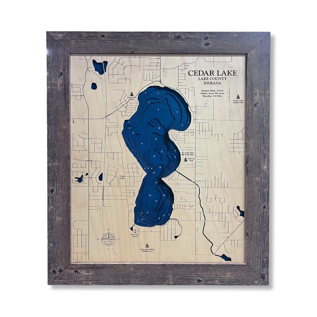 Cedar Lake Map, Cedar Lake, Wood Lake Map, Wood Lake Sign, Lake Art ...