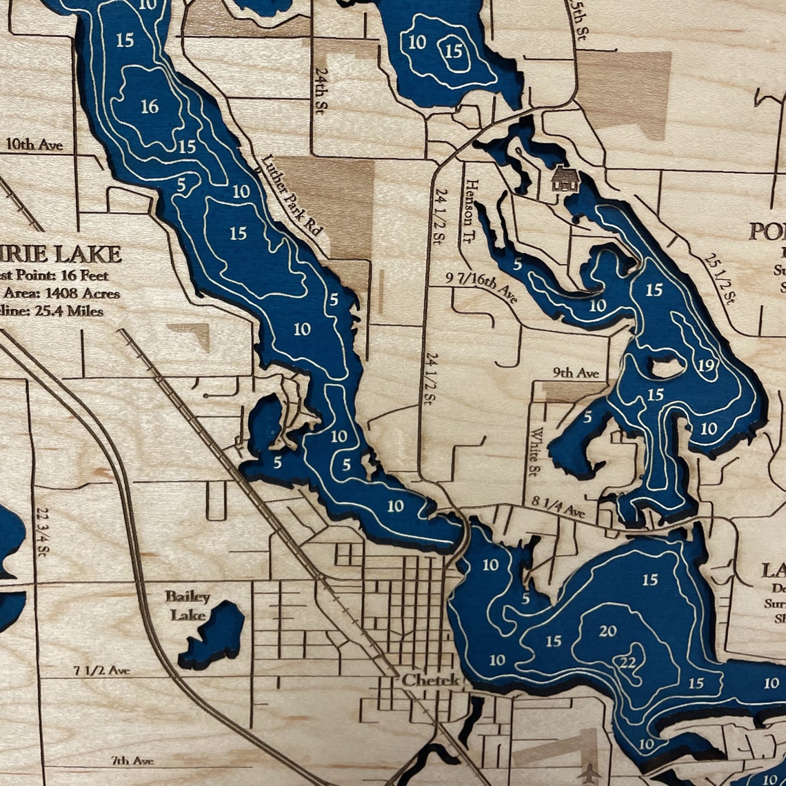 Pokegama Lake Map Chetek Lake Map 3D Wall Art Prairie Lake | Etsy