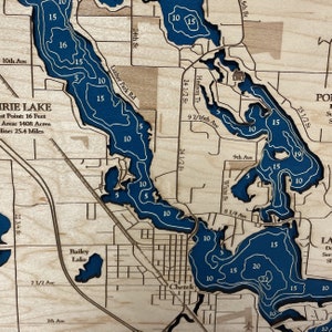 Pokegama Lake Map, Chetek Lake Map, 3D Wall Art, Prairie Lake Map ...
