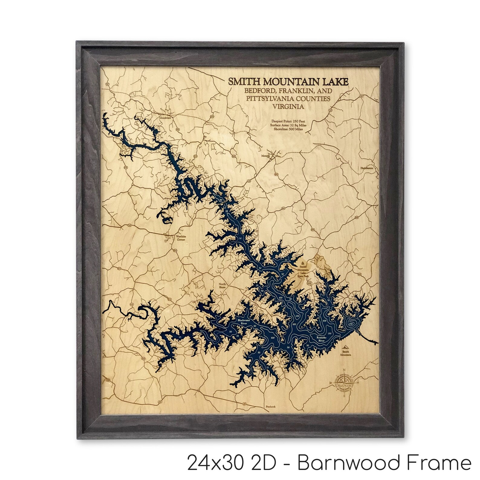 Smith Mountain Lake Custom Wood Map Virginia Map 3D Wall - Etsy