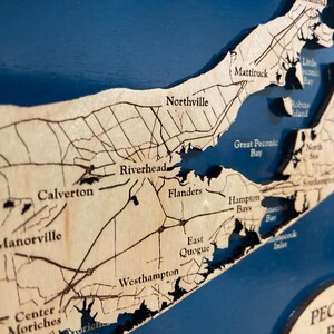 Peconic Bay Map, Long Island Map, Custom Wood Map, 3D Wood Map, Custom ...