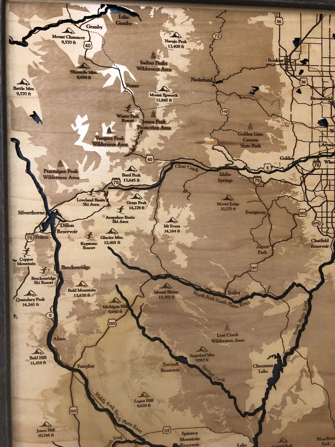 South Platte River Map Custom Wood Map Mountain Map 3D - Etsy