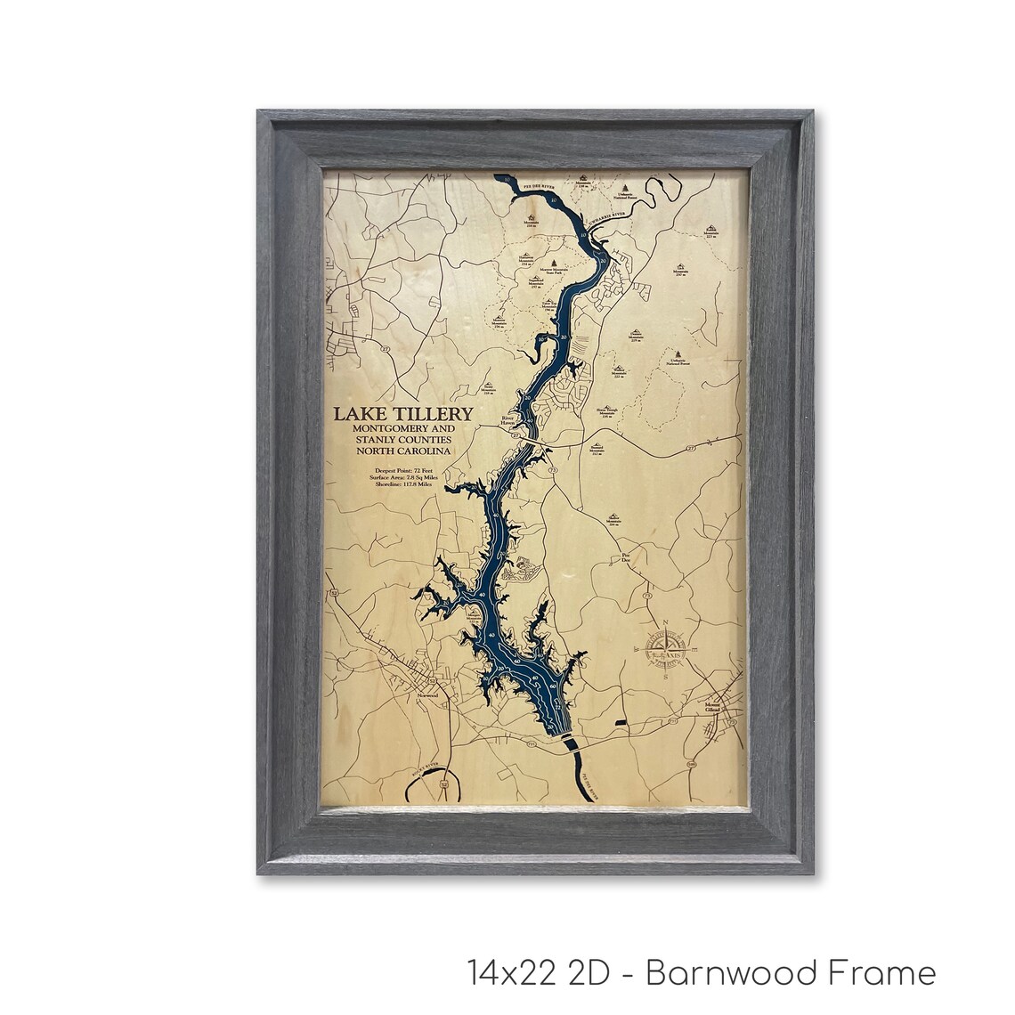 Lake Tillery Lake Tillery Map Custom Wood Map Contour Map - Etsy Australia
