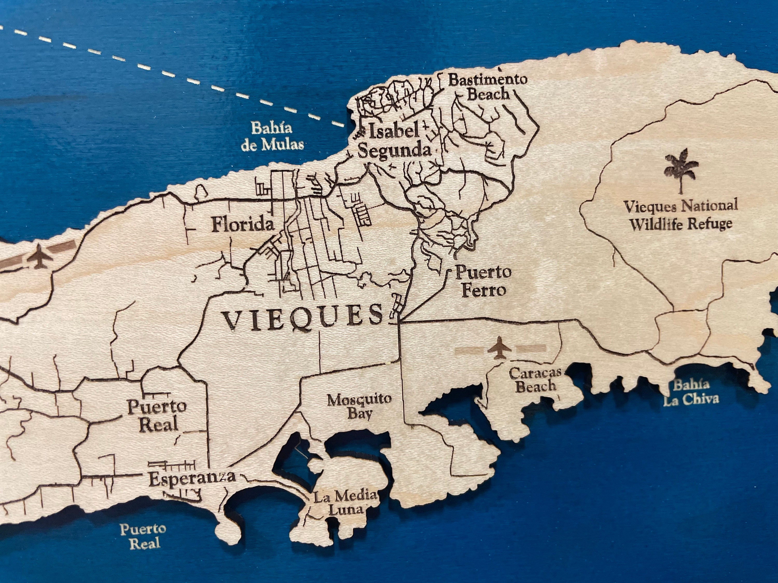 Vieques Puerto Rico Map Vieques Map Honeymoon Gift Wood - Etsy