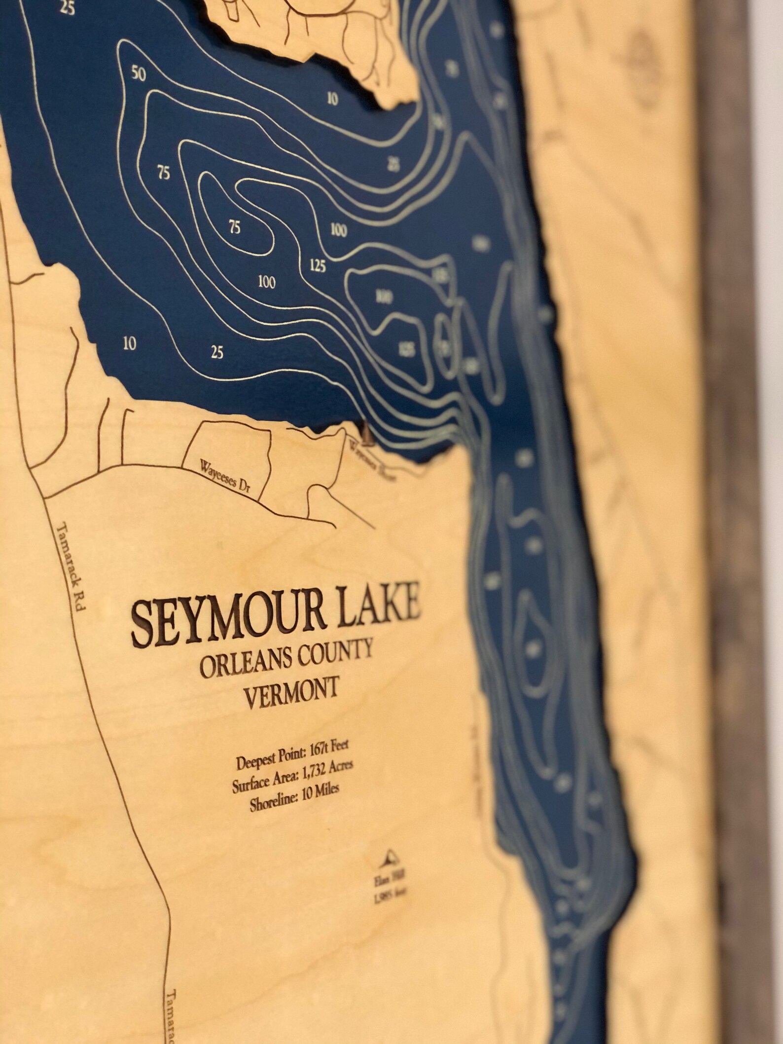 Seymour Lake Map Custom Wood Map Vermont Map Custom Lake | Etsy