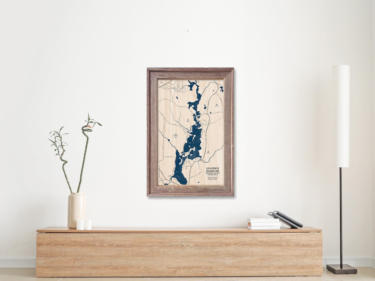 Quaddick Reservoir Map, Custom Lake Map, Wood Lake Map, 3D Wall Art ...