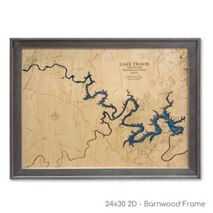Lake Travis Map, 3D Lake Map, Wood Lake Map, Custom Lake Map, Custom ...