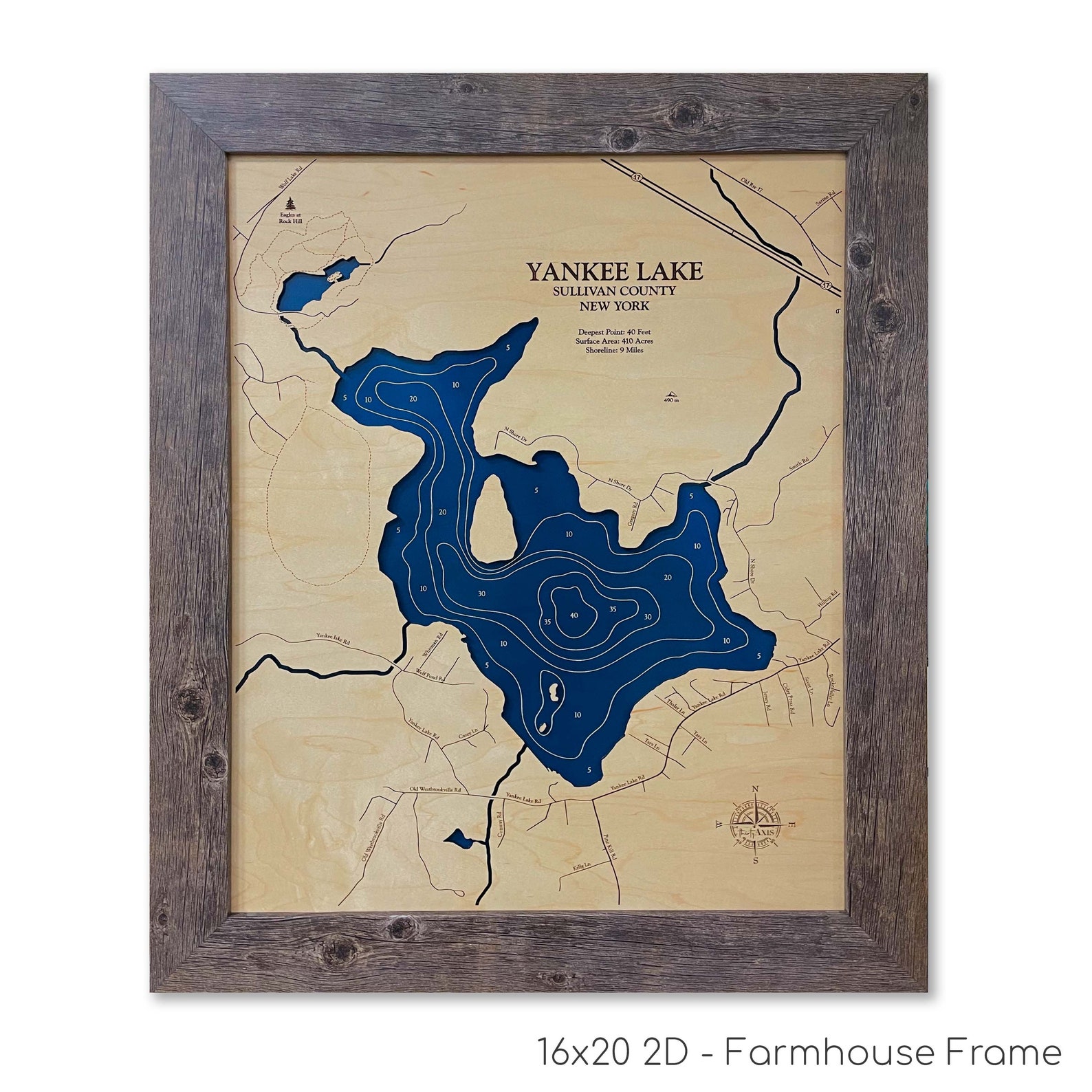 Yankee Lake Map Custom Lake Map Lake House 3D Lake Map - Etsy