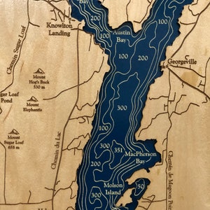 Lake Memphremagog, Custom Wood Map, 3D Wall Art, Contour Map, Lake ...