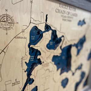 Eagle River Chain Map, Wood Lake Map, Custom Lake Map, Custom Lake Sign ...
