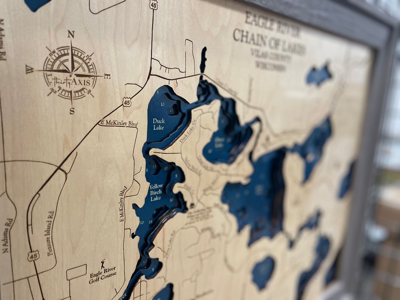 Eagle River Chain Map Wood Lake Map Custom Lake Map Custom - Etsy