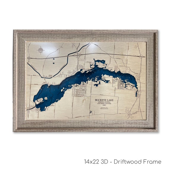 Buckeye Lake 3D Lake Map Wood Lake Map Custom Lake Map - Etsy