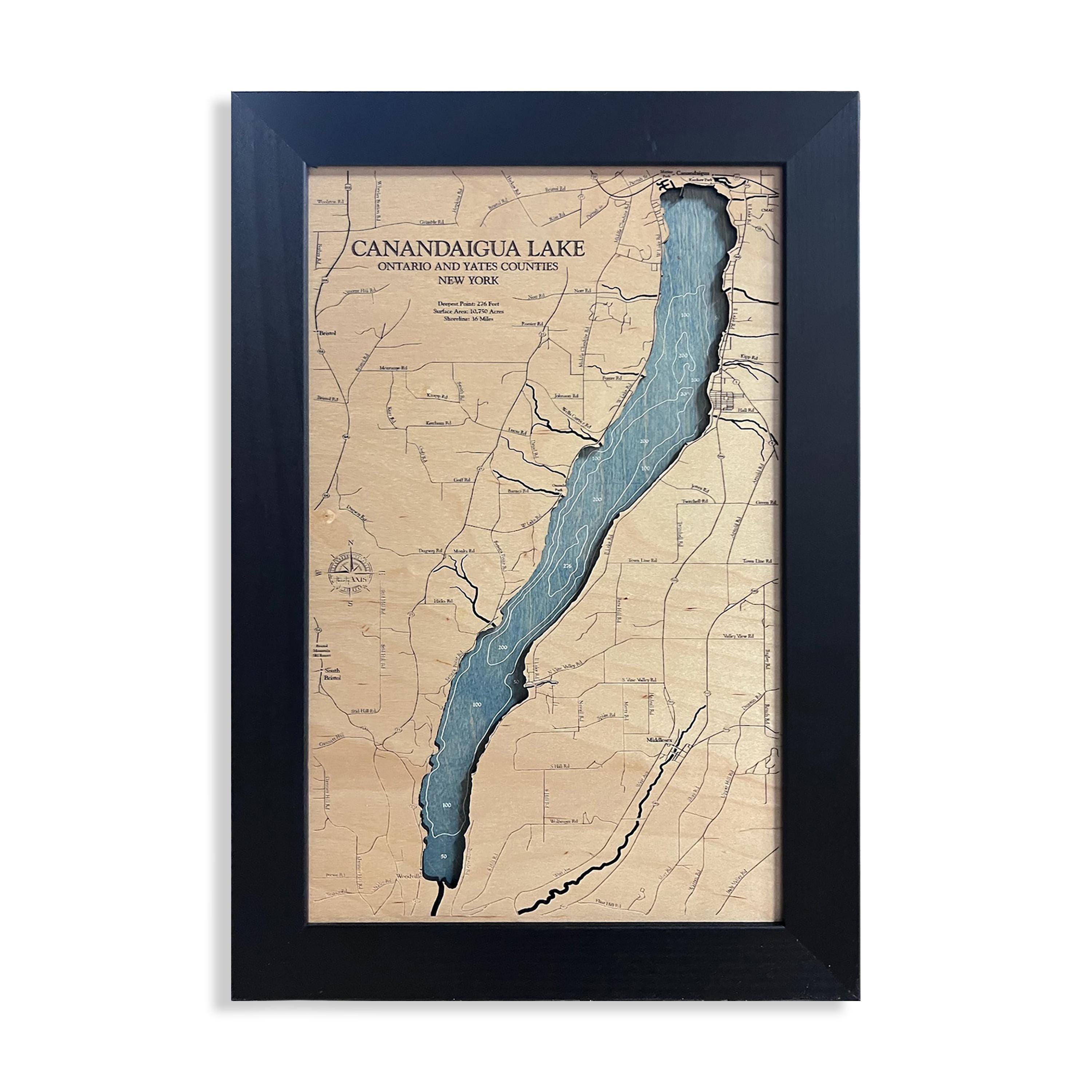Canandaigua Lake, Custom Lake Map, Finger Lakes Map, Canandaigua Wood ...