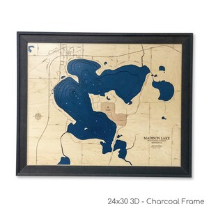 Madison Lake Map, Custom Wood Map, Custom Lake Art, 3D Wall Art ...