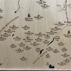 Adirondack Mountains Map, 46 High Peaks Map, Adirondack Peaks, Custom ...