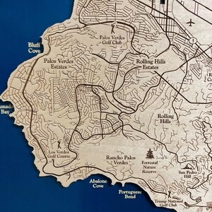 Palos Verdes Map, Palos Verdes, 3D Wall Art, Los Angeles Map, Contour ...