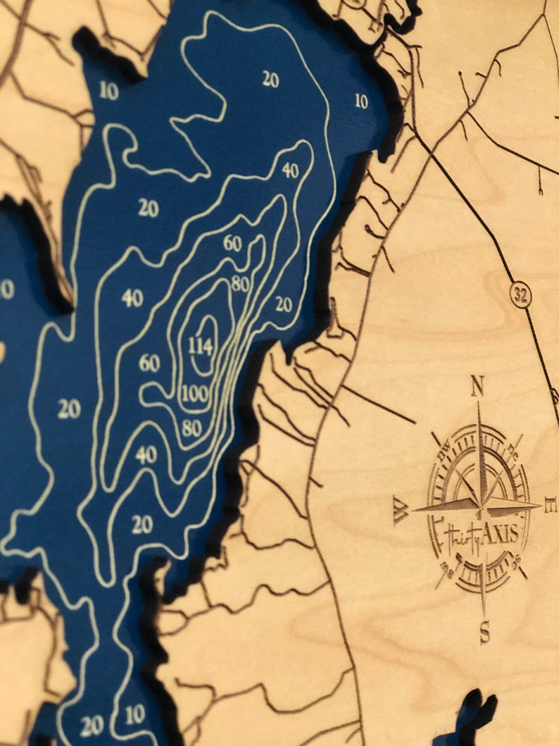 Damariscotta Lake Custom Wood Map 3D Wall Art Contour Map | Etsy
