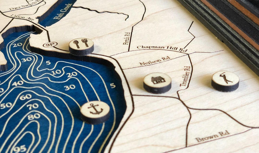 Personalized Wood Map Pins - Custom Lake or City Wall Decor - Add On - Etsy