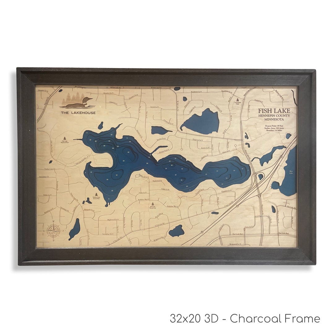 Fish Lake Map, Minnesota Lake Map, Custom Lake Map, Custom Lake Sign ...