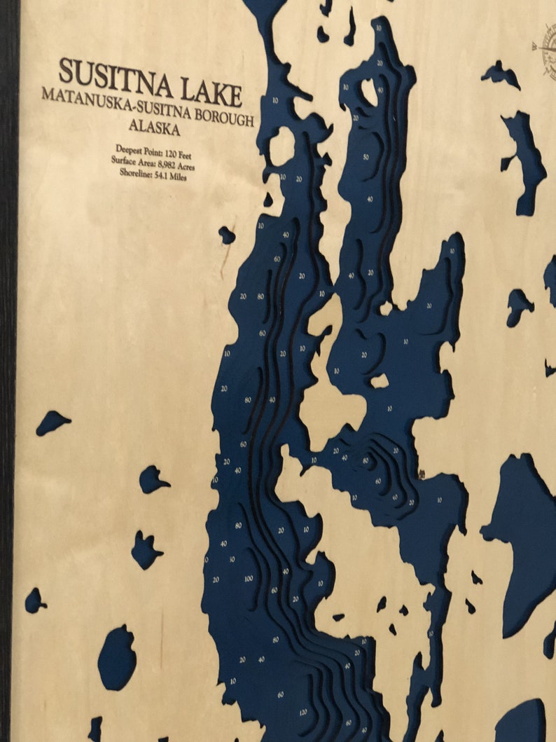 Susitna Lake Map Custom Wood Map Alaska 3D Wall Art - Etsy