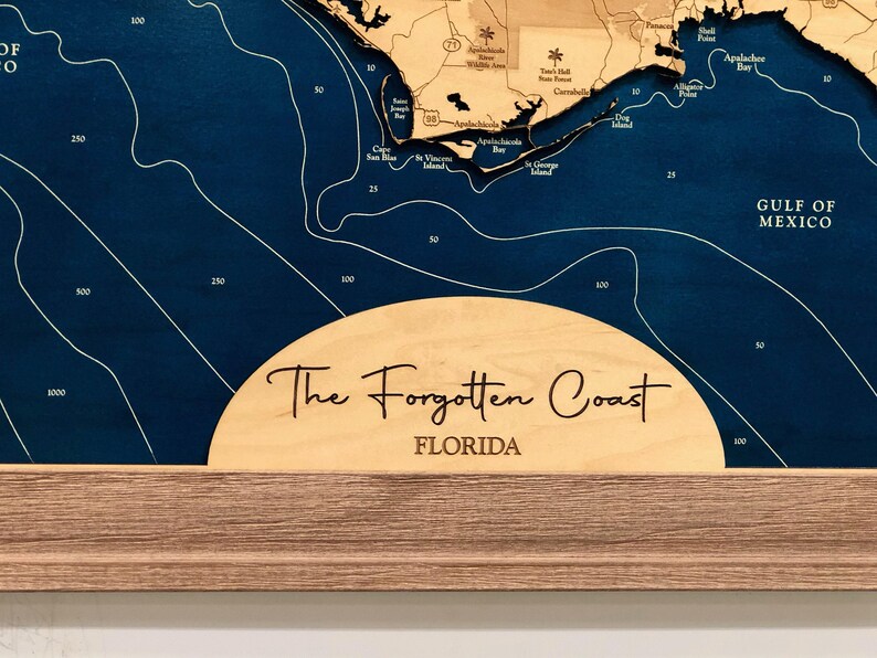 Forgotten Coast Map - Custom Wood Map - Florida Art - Panhandle Map ...