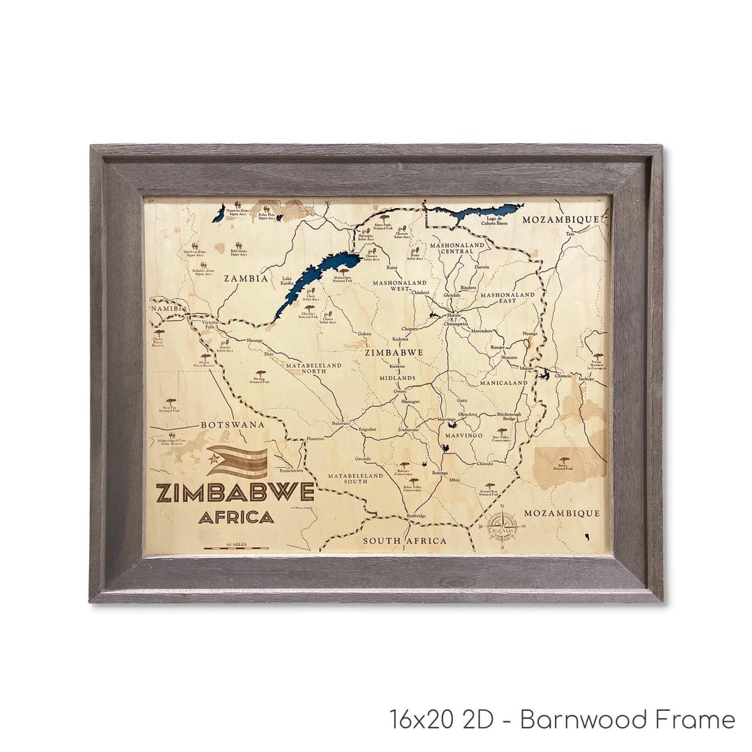 Zimbabwe Wall Map: Custom Laser Cut Wood - Handcrafted Art - Etsy