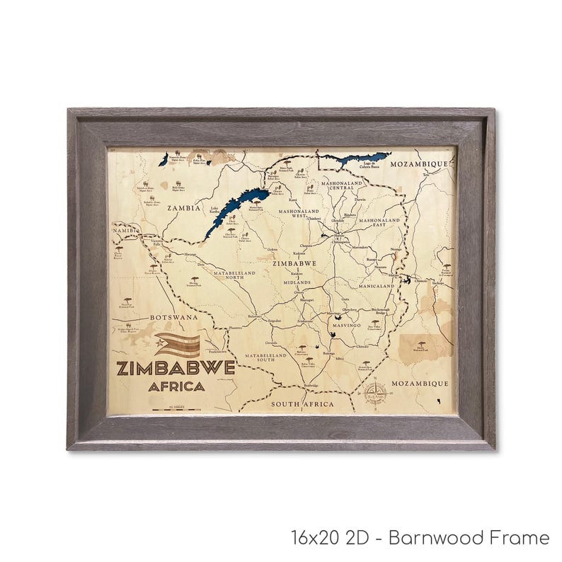 Zimbabwe Wall Map: Custom Laser Cut Wood - Handcrafted Art - Etsy