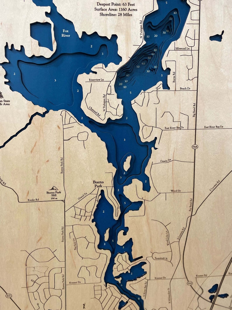 Lake Tichigan Map Tichigan Lake Custom Lake Map Custom Lake - Etsy