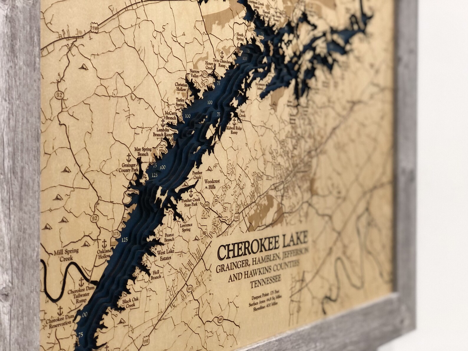 Cherokee Lake Custom Wood Map Cherokee Lake Map Custom Lake | Etsy