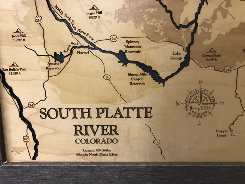 South Platte River Map Custom Wood Map Mountain Map 3D - Etsy