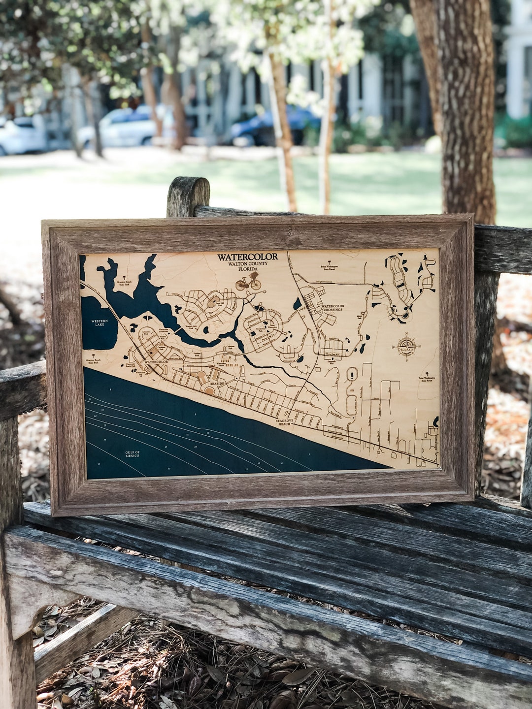 Watercolor Florida Map, Custom Wood Map, Florida Art, Panhandle Map ...