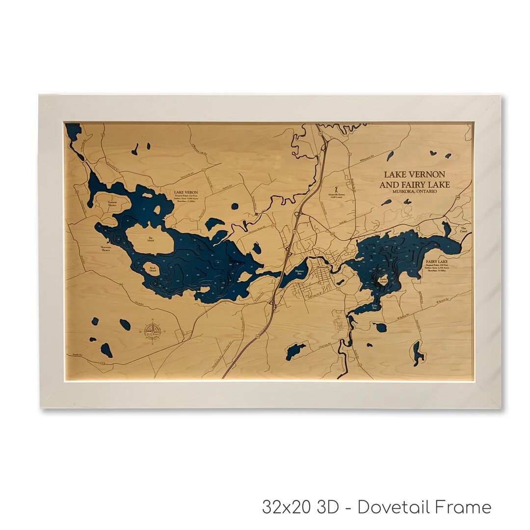 Fairy Lake Map, Vernon Lake, Wood Lake Map, Custom Lake Map, Custom ...