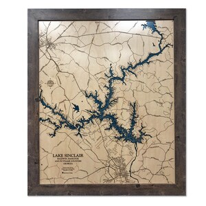 Lake Sinclair - Custom Wood Map - Art - 3D Wall Art - Contour Map ...