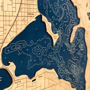 White Bear Lake Map, White Bear Lake, Custom Wood Map, 3D Wall Art ...