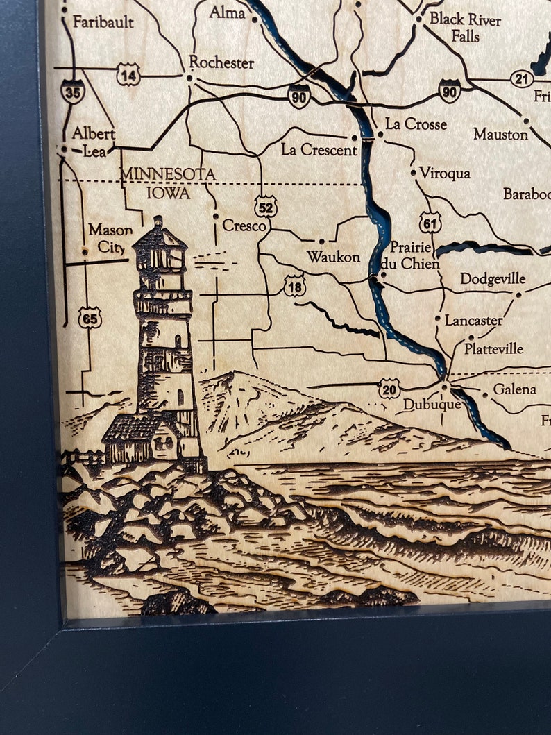 Great Lakes Map With Nautical Graphics 3D Lake Map Custom | Etsy