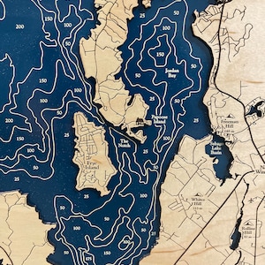Sebago Lake Map, Maine Map, Custom Wood Map, Contour Map, Lake House ...