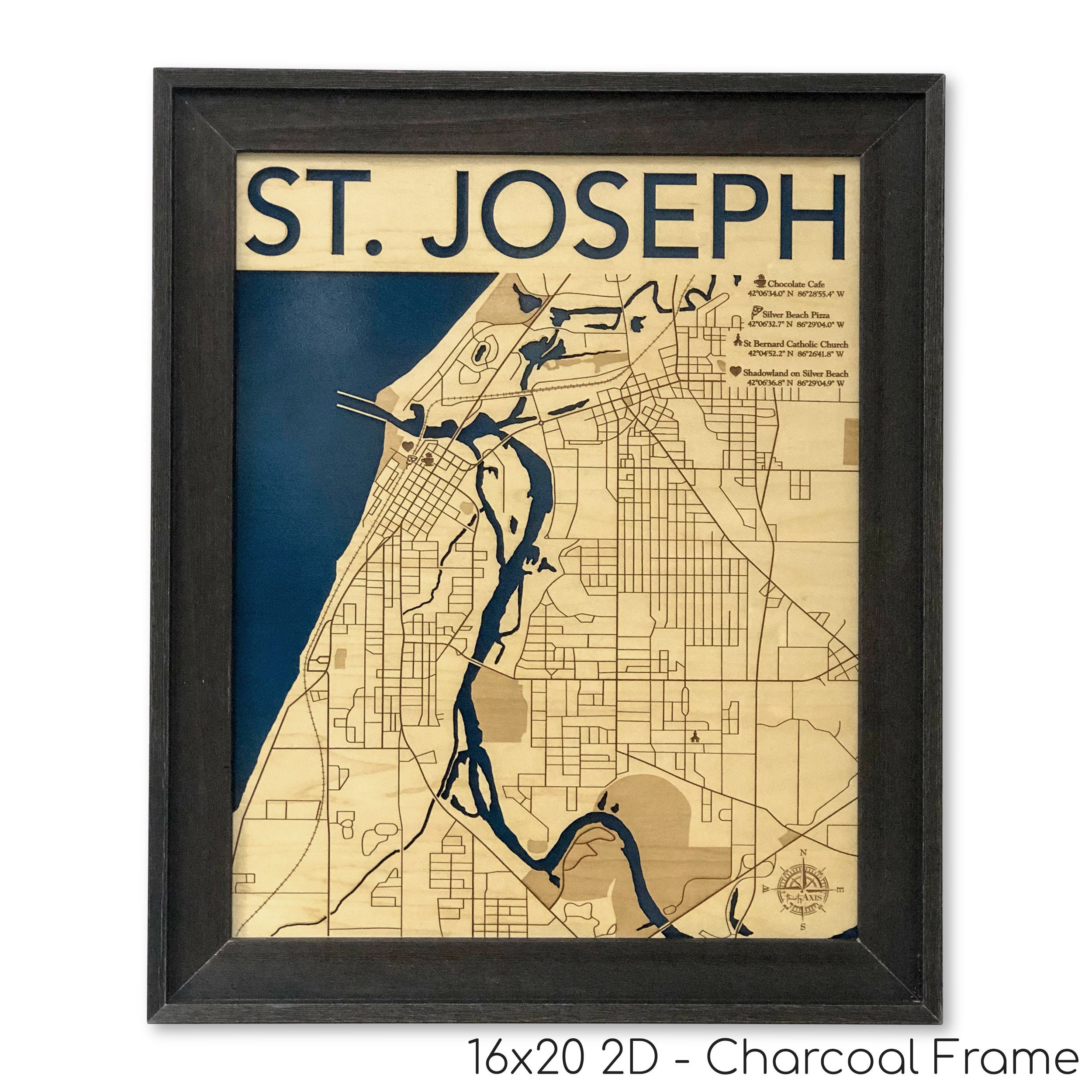 St. Joseph Wood City Map City Gift Apartment Décor | Etsy